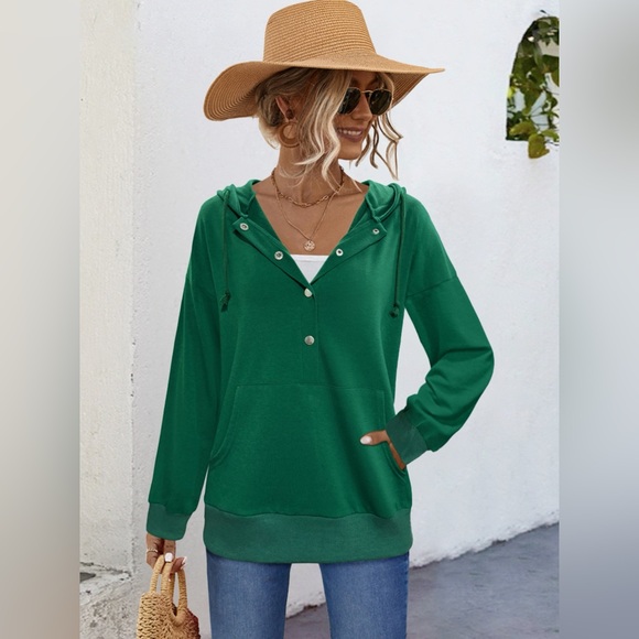 Tops | Full Size Snapdown Hoodie With Kangaroo Pocket Plus Size | Poshmark